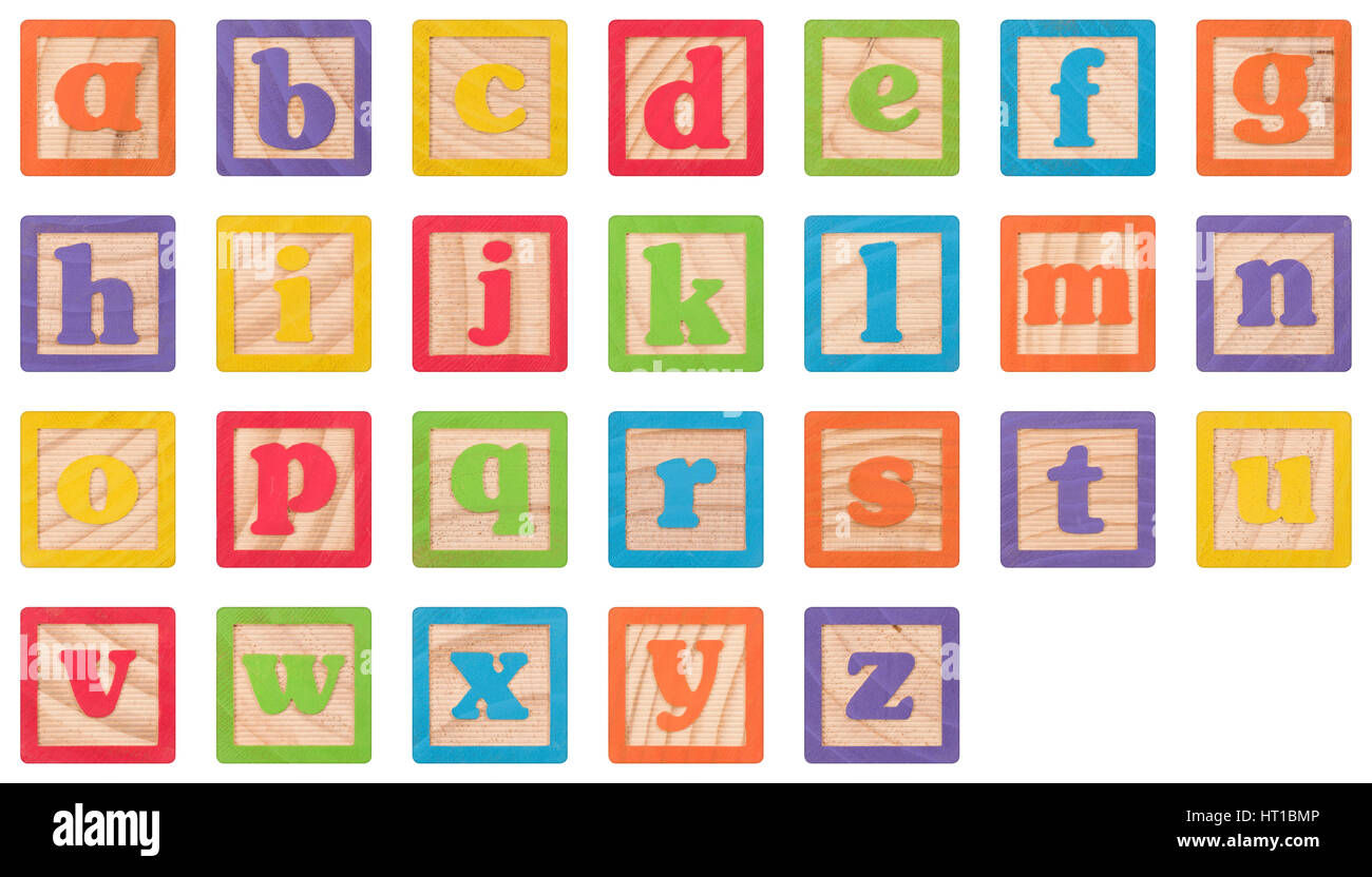 Painted Lowercase Letters In Wooden Blocks Collection (with clipping ...