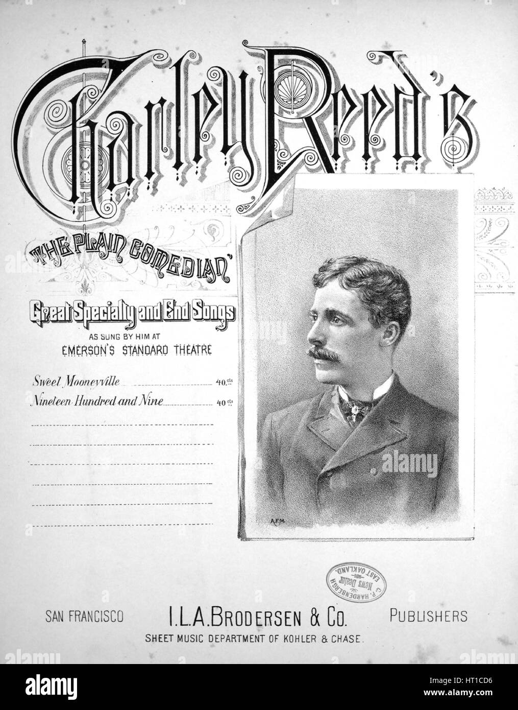 Sheet music cover image of the song 'Charley Reed's (The Plain Comedian ...
