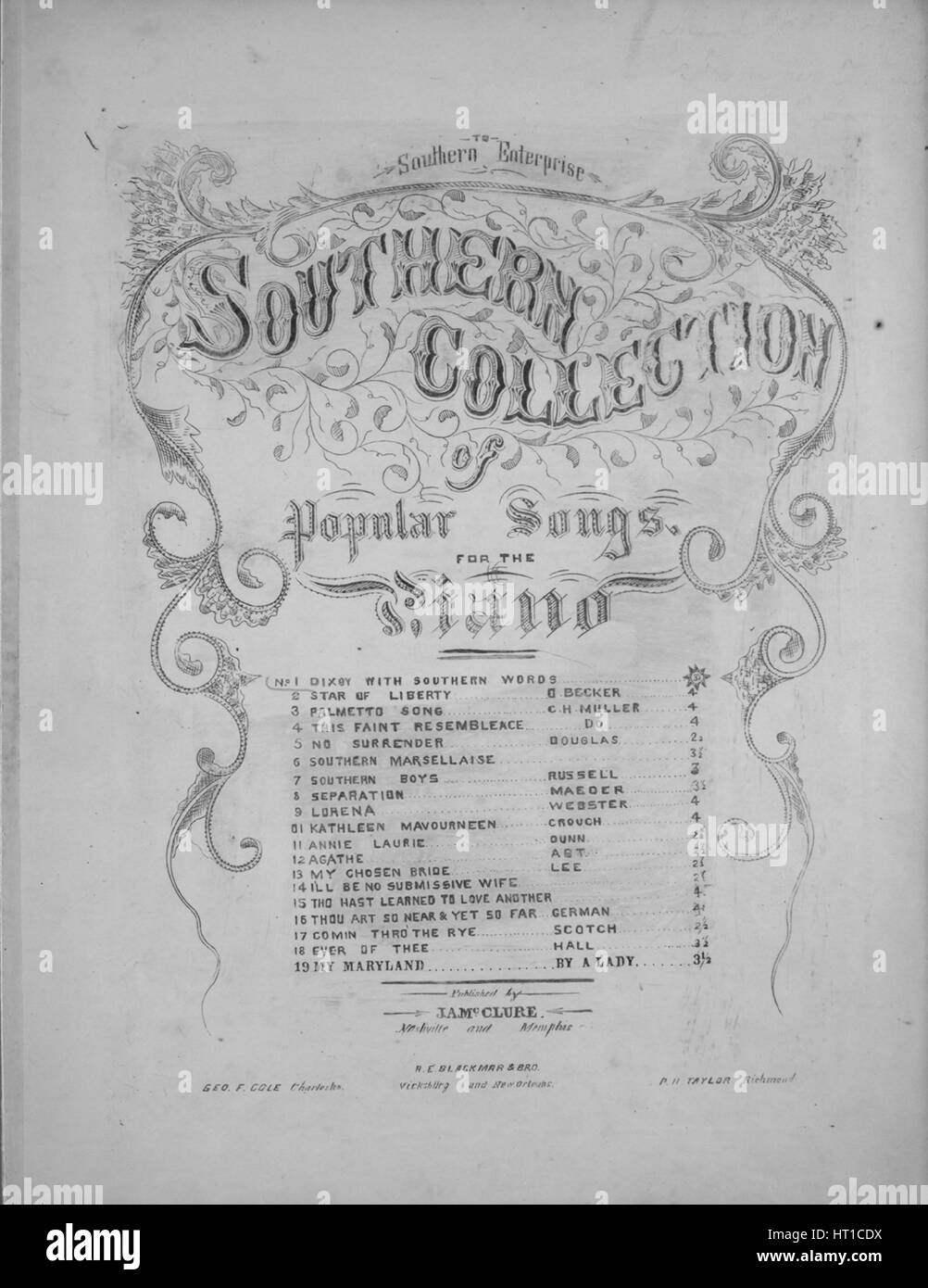 Sheet music cover image of the song 'Southern Collection of Popular ...