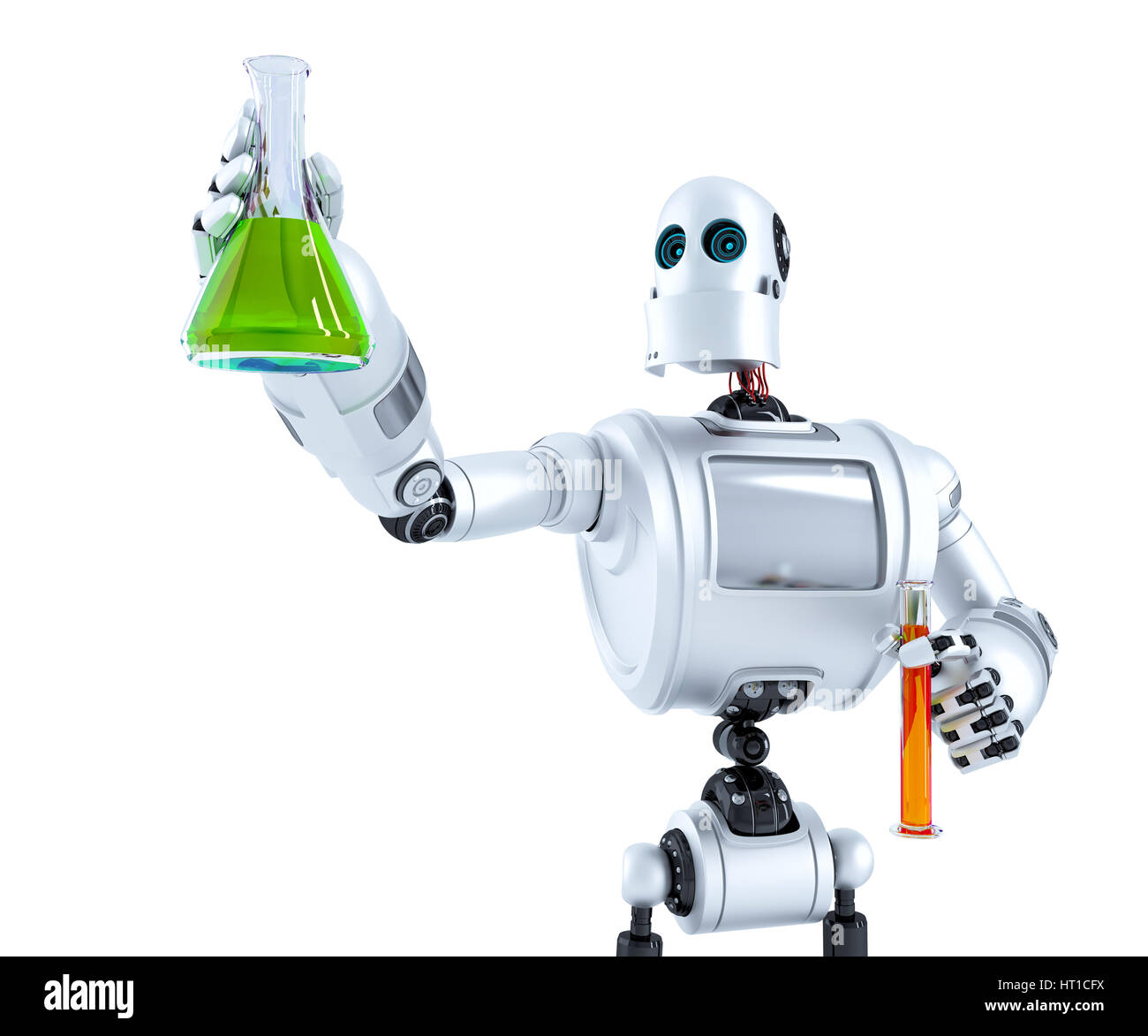 Robotic in the laboratory. Scientific concept. Isolated over white ...