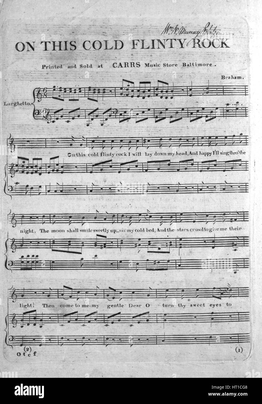 Sheet music cover image of the song 'On This Cold Flinty Rock', with ...