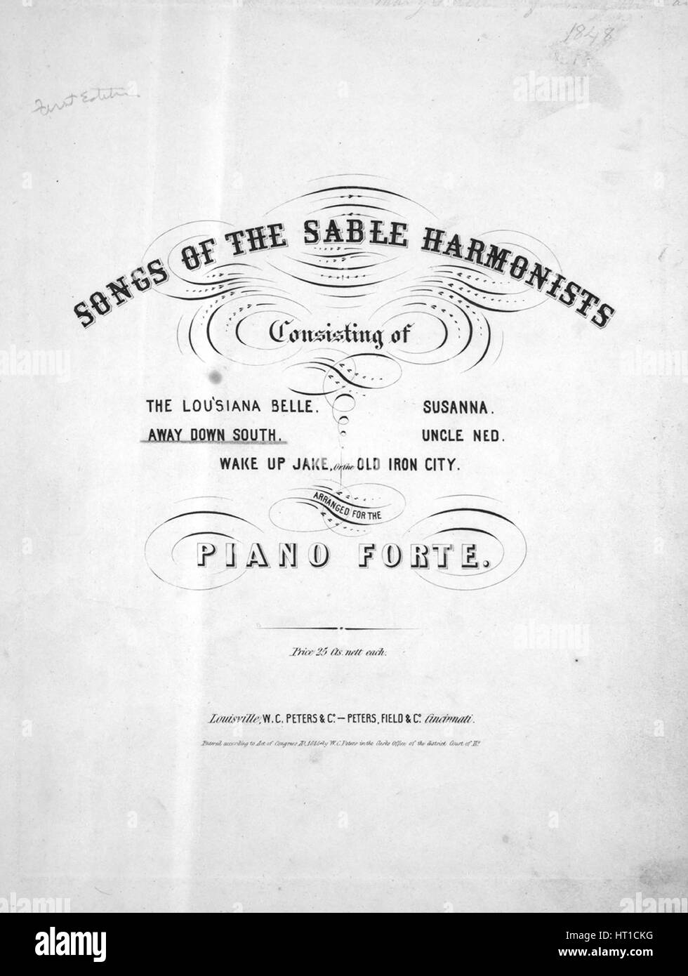 Sheet music cover image of the song 'Songs of the Sable Harmonists Away ...