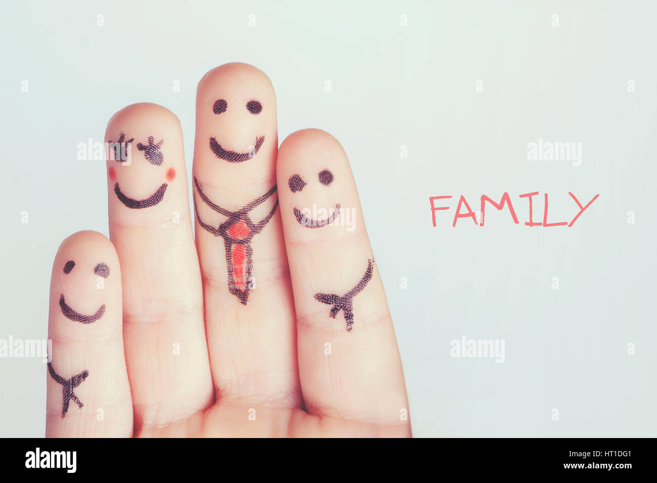 Happy fingers forming a family Stock Photo - Alamy