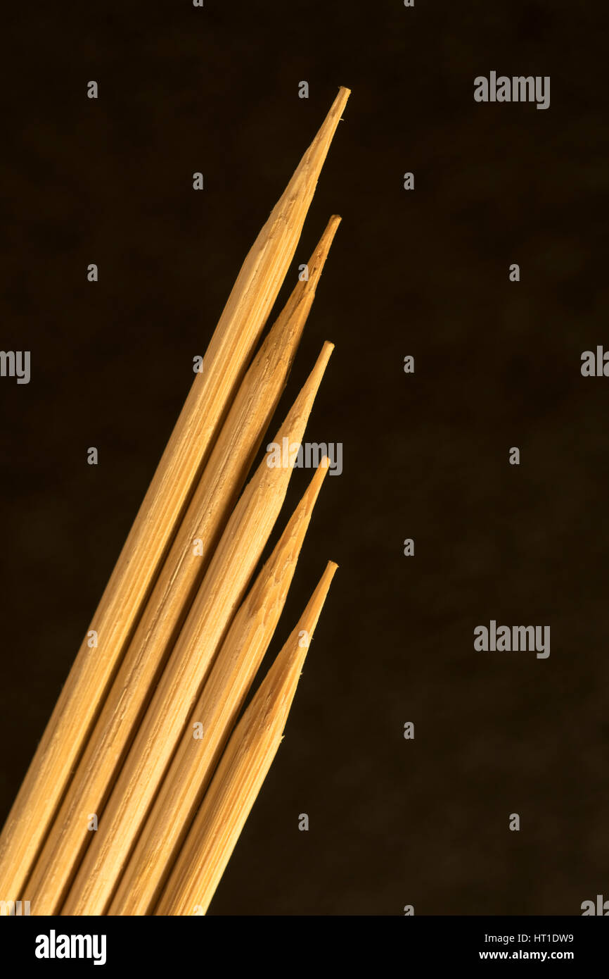 Macro photo of sharp points of bamboo skewers Stock Photo - Alamy