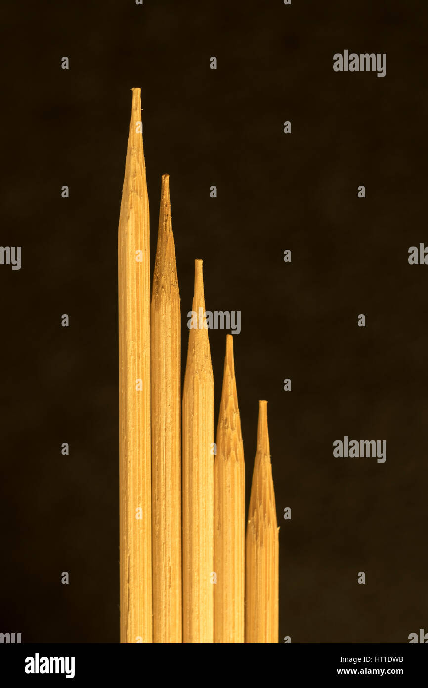Macro photo of sharp points of bamboo skewers Stock Photo - Alamy