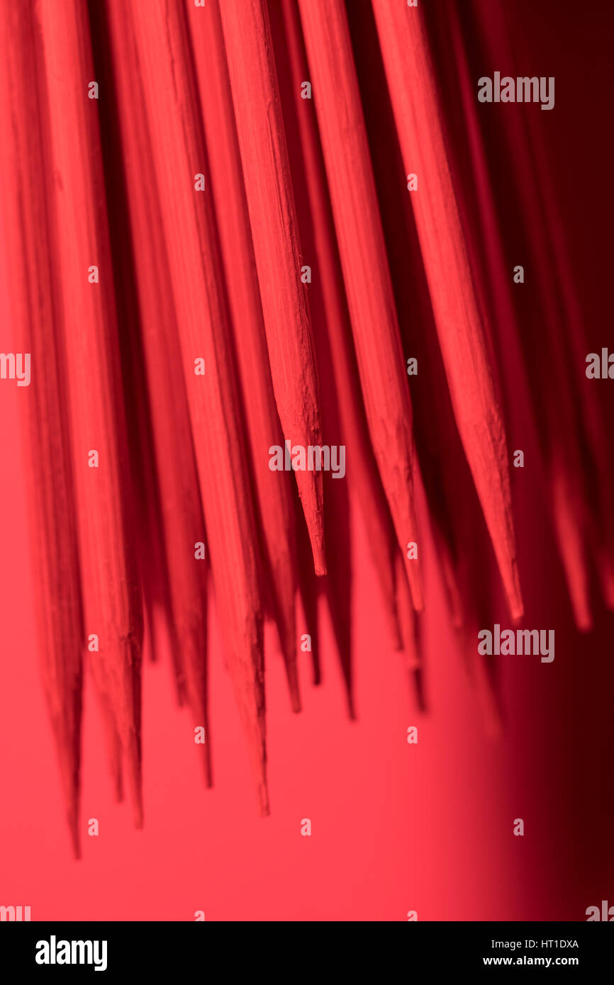Macro photo of sharp points of bamboo skewers Stock Photo - Alamy