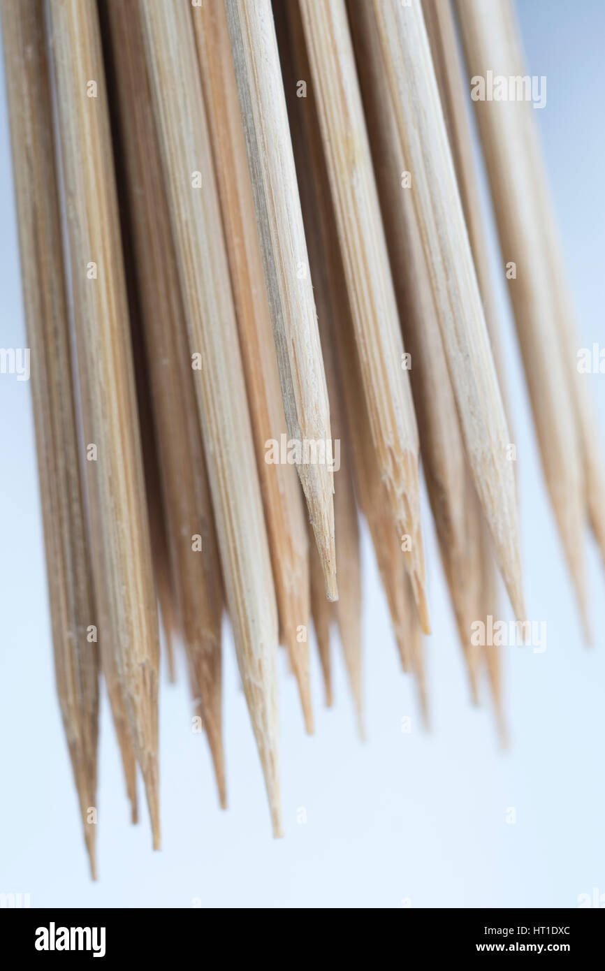 Macro photo of sharp points of bamboo skewers Stock Photo - Alamy