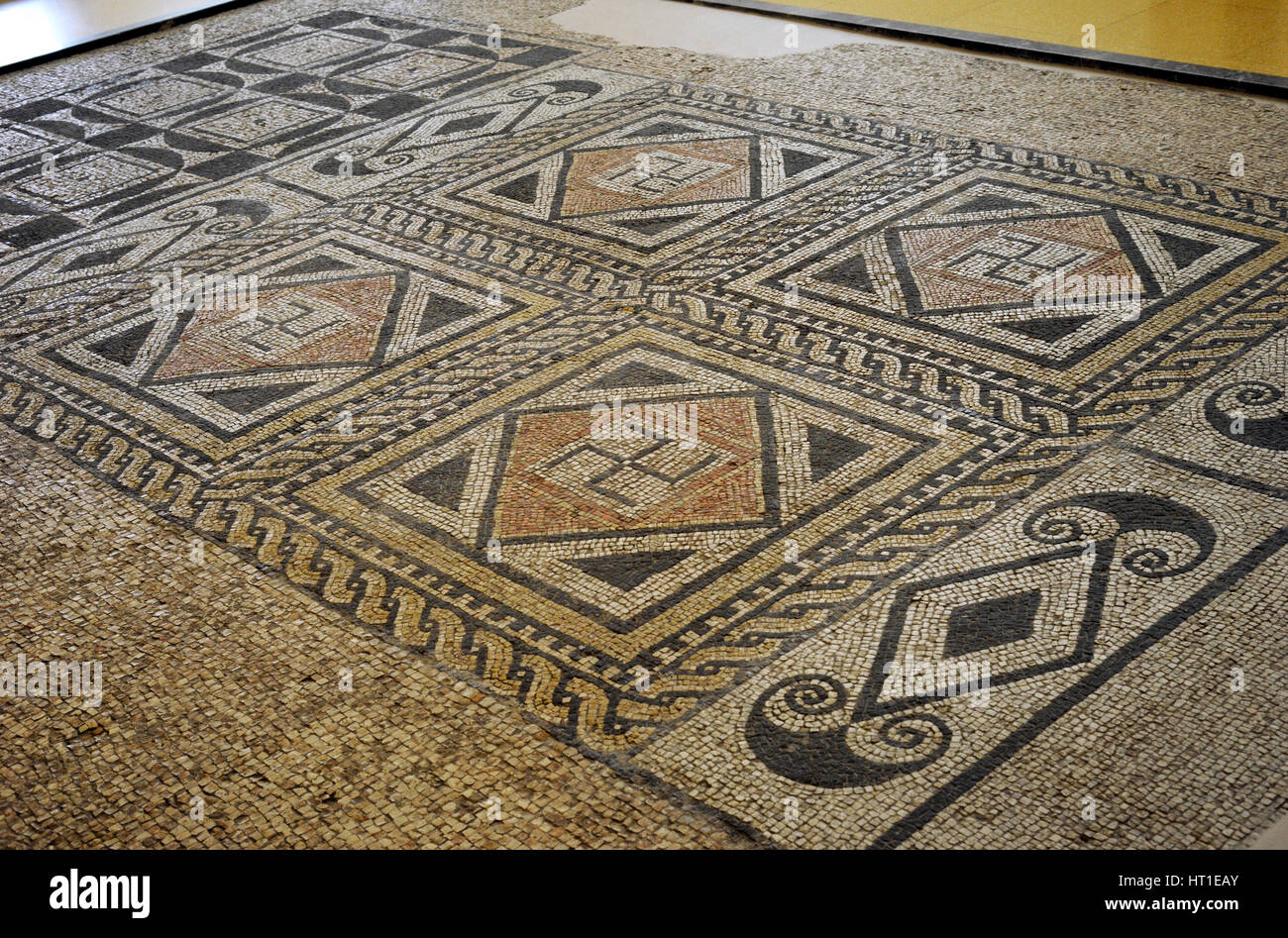 Roman geometric mosaic. 2nd-3rd century AD. Two pavements: square with ...