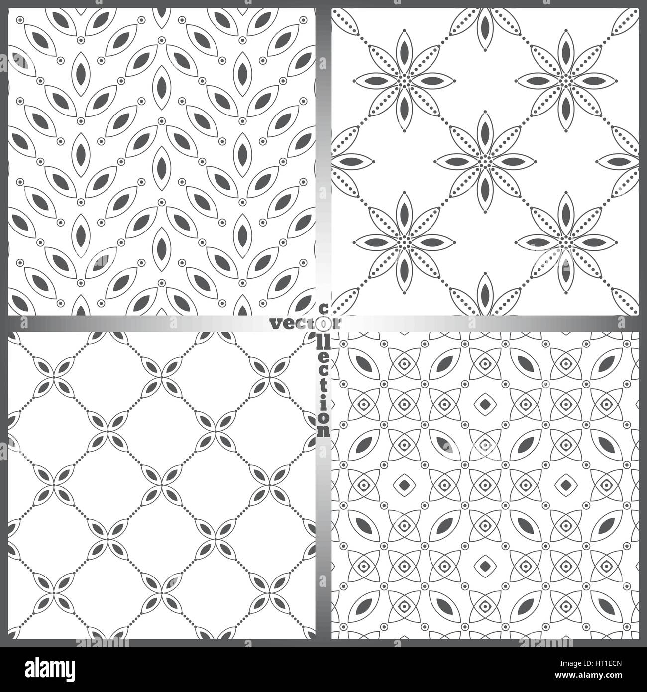 Seamless pattern. Set of four original textures. Regularly repeating geometrical elements ...