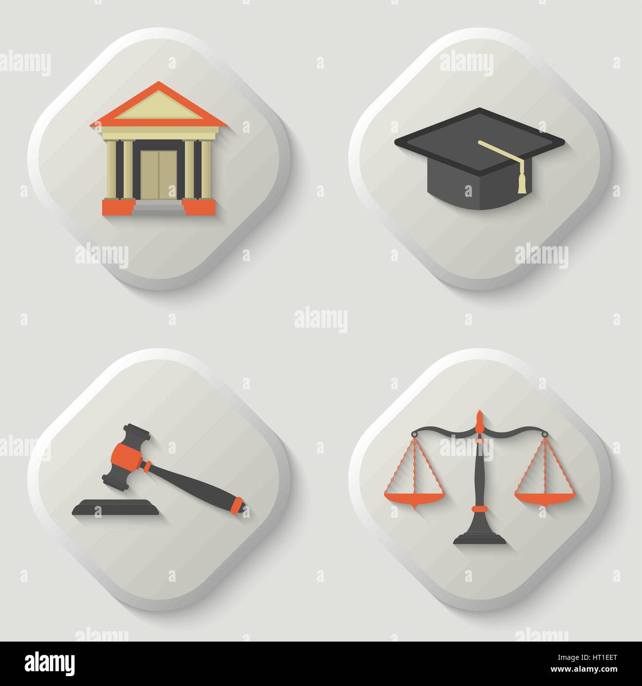 Set of icons of a judicial subject. Judge hat icon. Scales of Justice ...