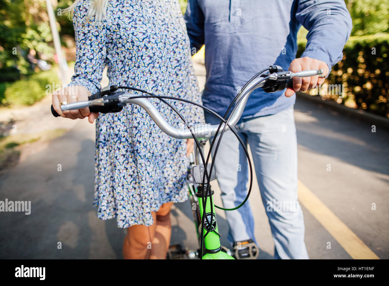 couple with tandem bicycle. lovely couple tandem bicycle riding Stock ...