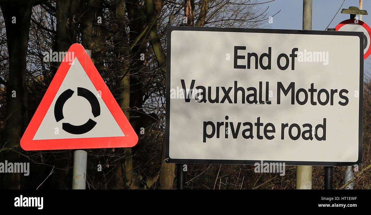 A sign at the Vauxhall plant in Ellesmere Port, Cheshire, after French ...