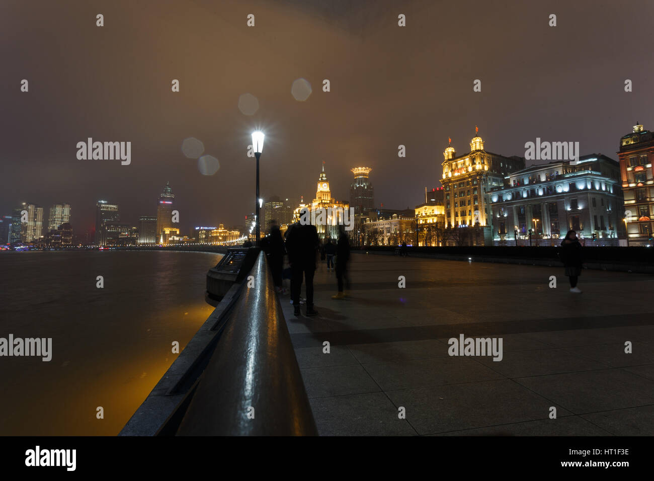 Modern city night scene, light show Stock Photo - Alamy