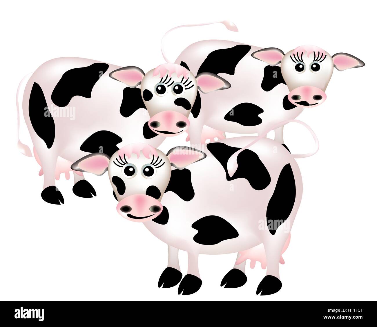 Group cows cartoon hi-res stock photography and images - Alamy