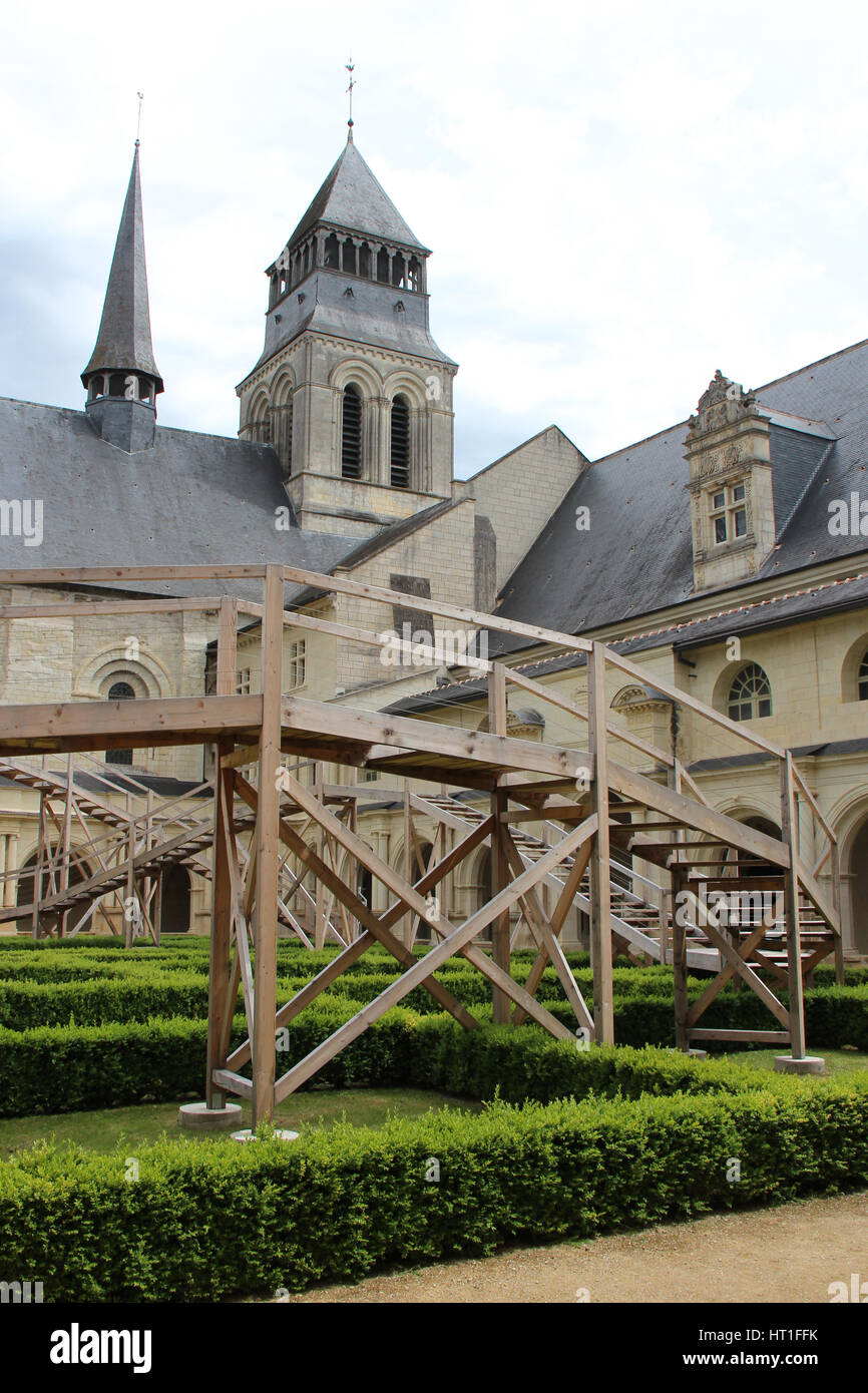 Cloister in Fontevraud abbey (France Stock Photo - Alamy