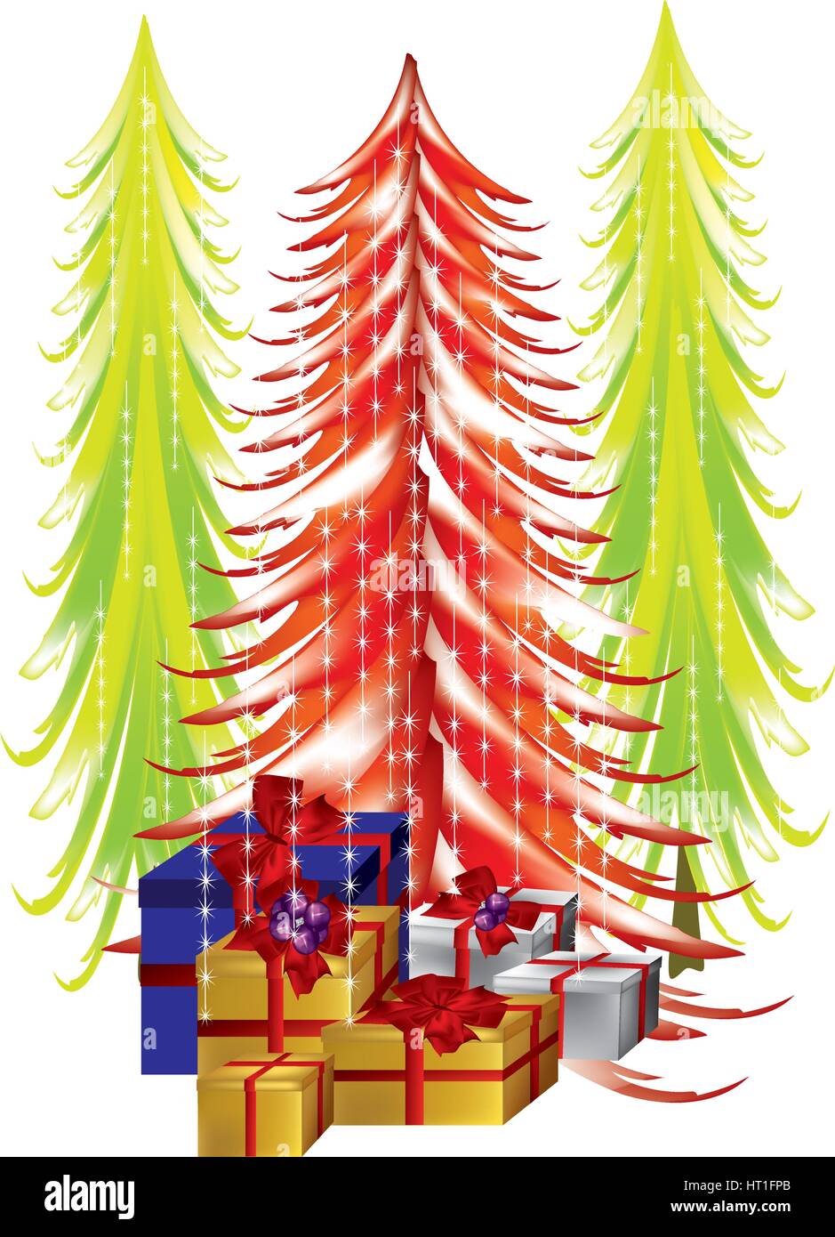 Xmas trees with lights Stock Vector Images - Alamy