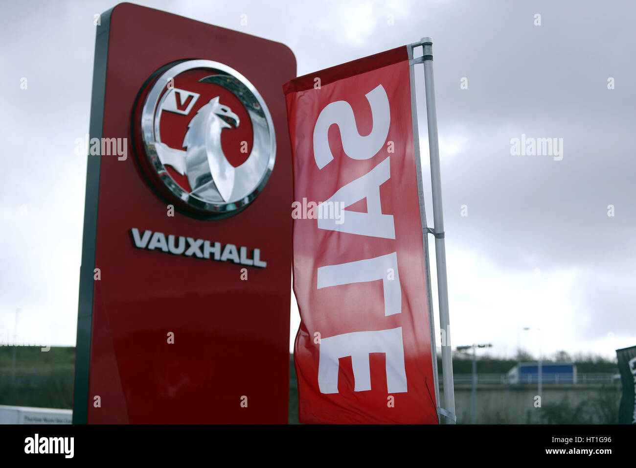 A general view of the Vauxhall sign in Luton, as French car giant PSA ...