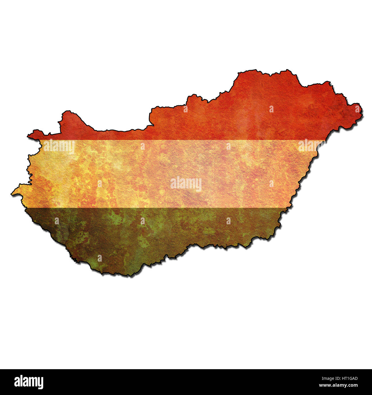 map with flag of hungary with national borders Stock Photo - Alamy