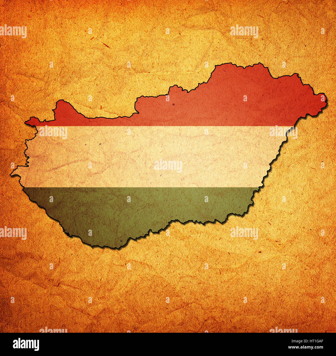 map with flag of hungary with national borders Stock Photo - Alamy