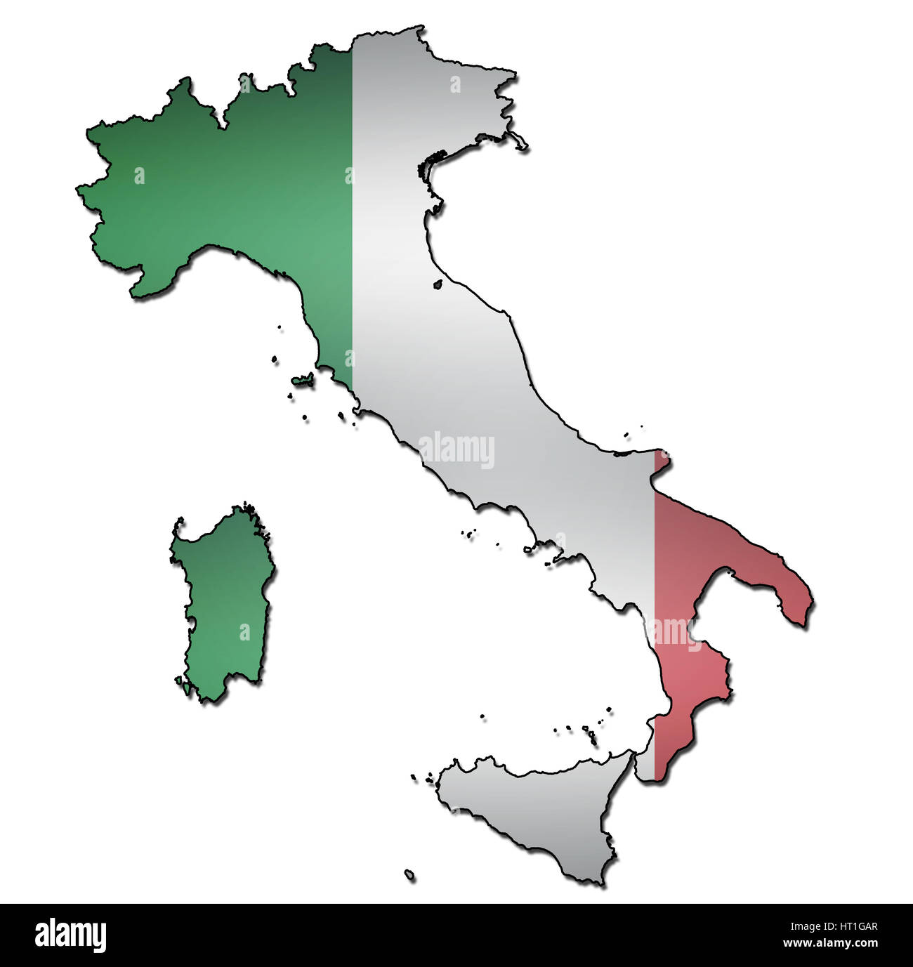 map with flag of italy with national borders Stock Photo - Alamy