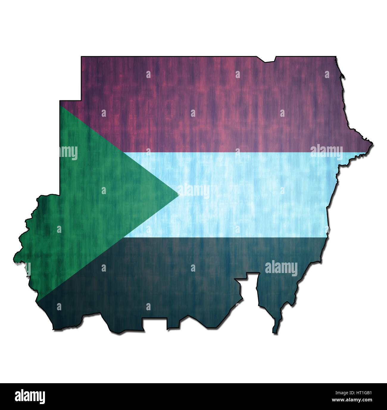 map with flag of sudan with national borders Stock Photo - Alamy