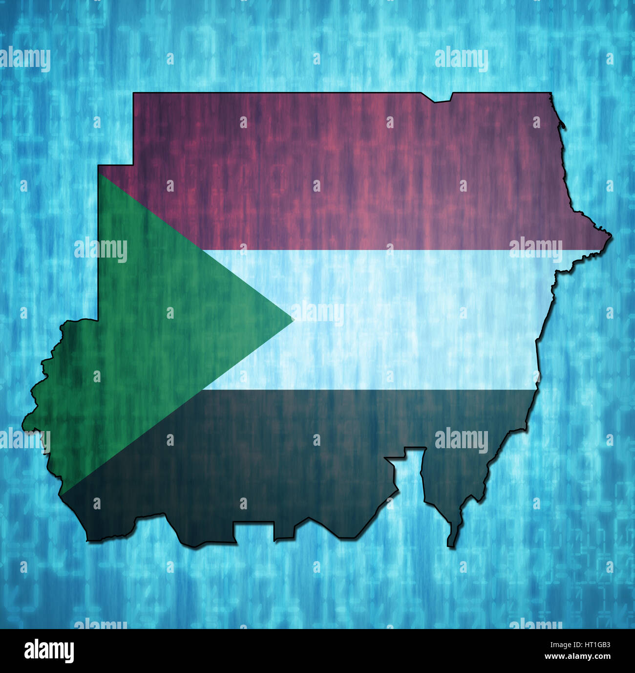 map with flag of sudan with national borders Stock Photo - Alamy
