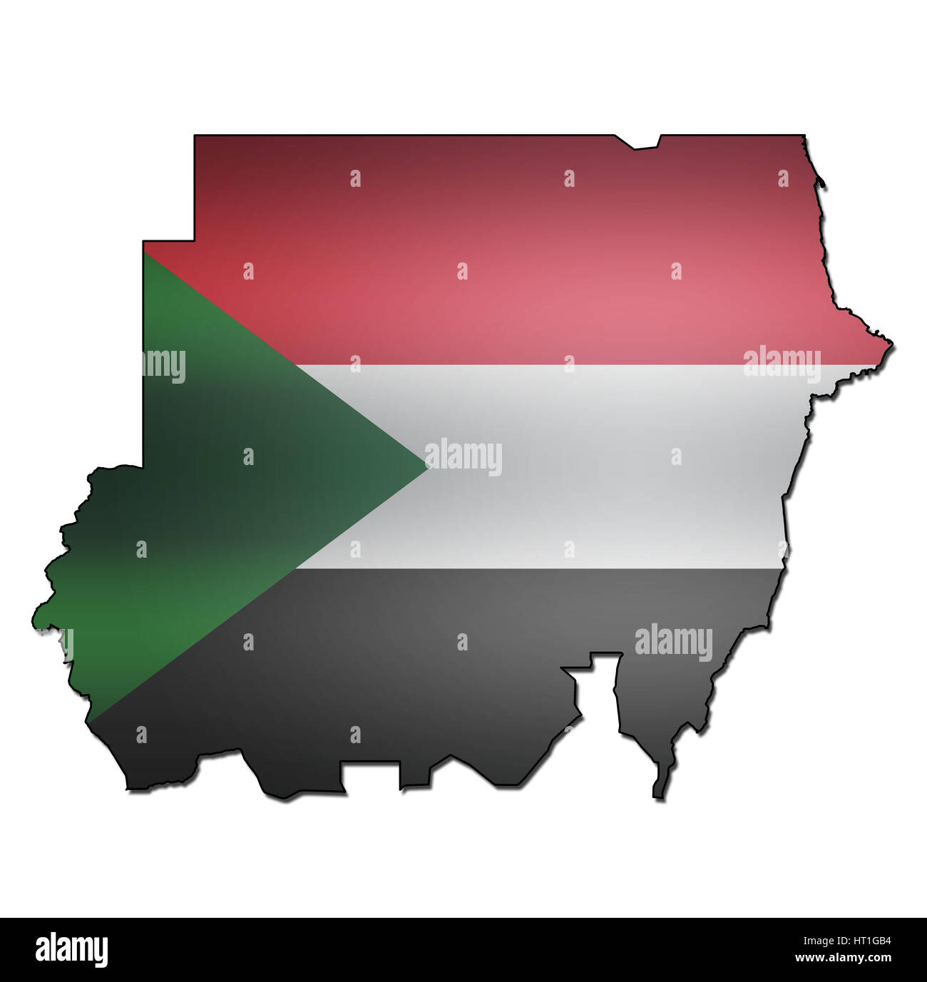 map with flag of sudan with national borders Stock Photo - Alamy