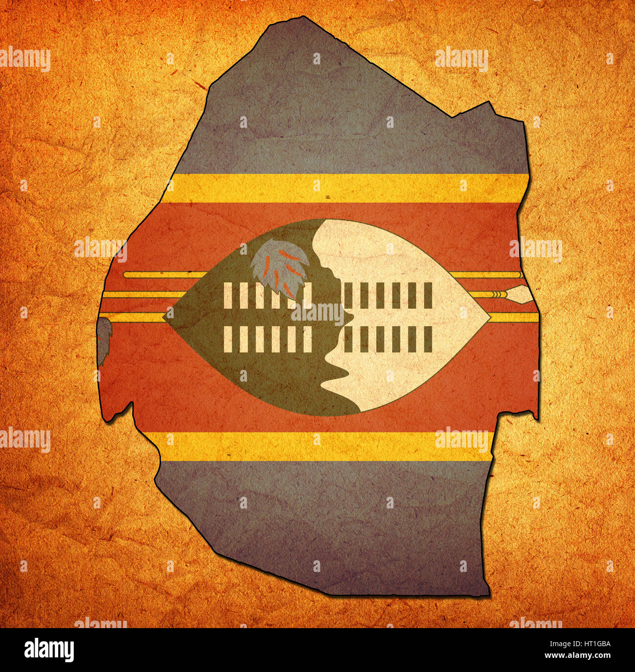 map with flag of swaziland with national borders Stock Photo - Alamy