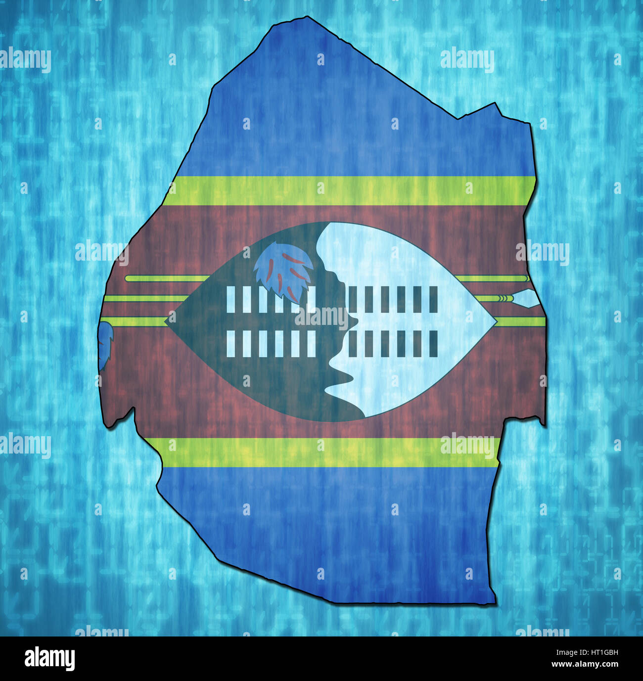 map with flag of swaziland with national borders Stock Photo - Alamy