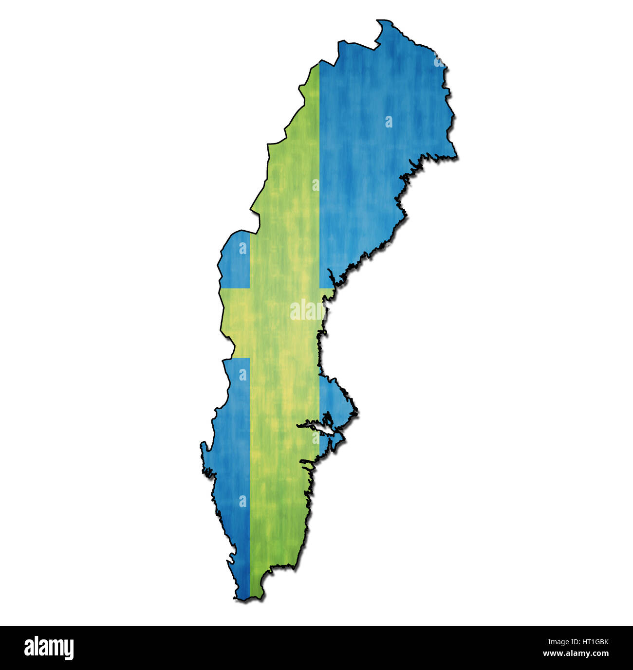 map with flag of sweden with national borders Stock Photo - Alamy