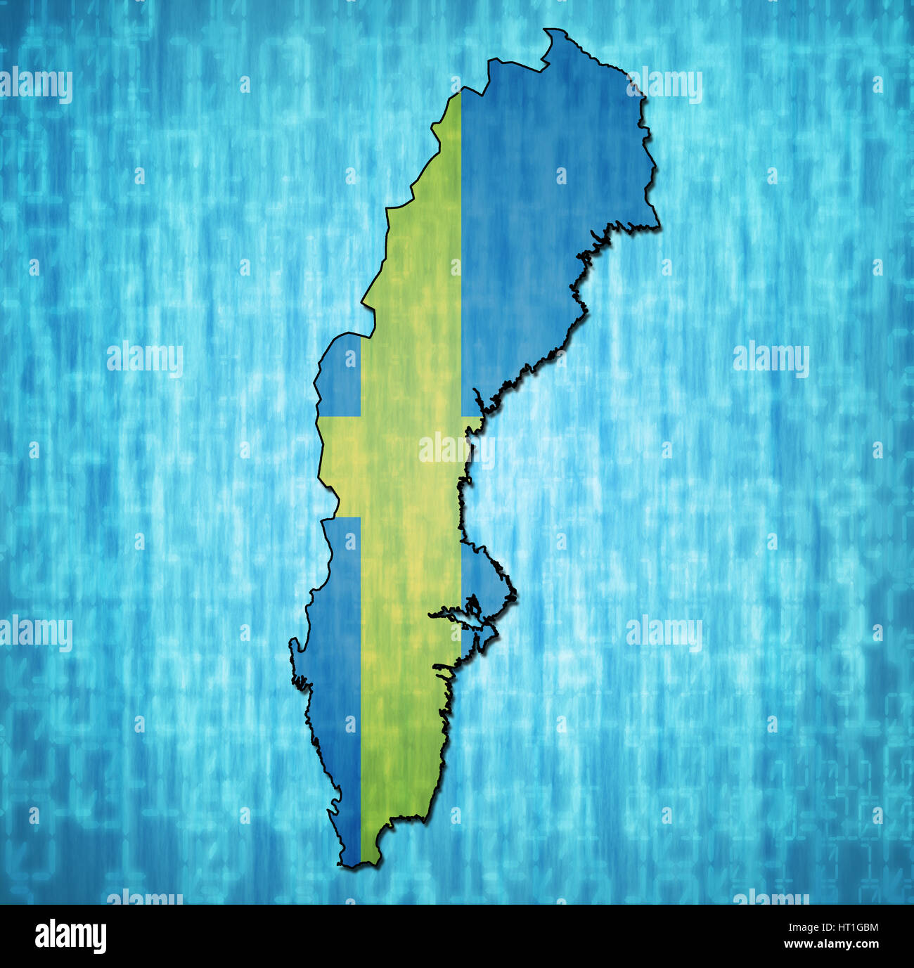 map with flag of sweden with national borders Stock Photo - Alamy