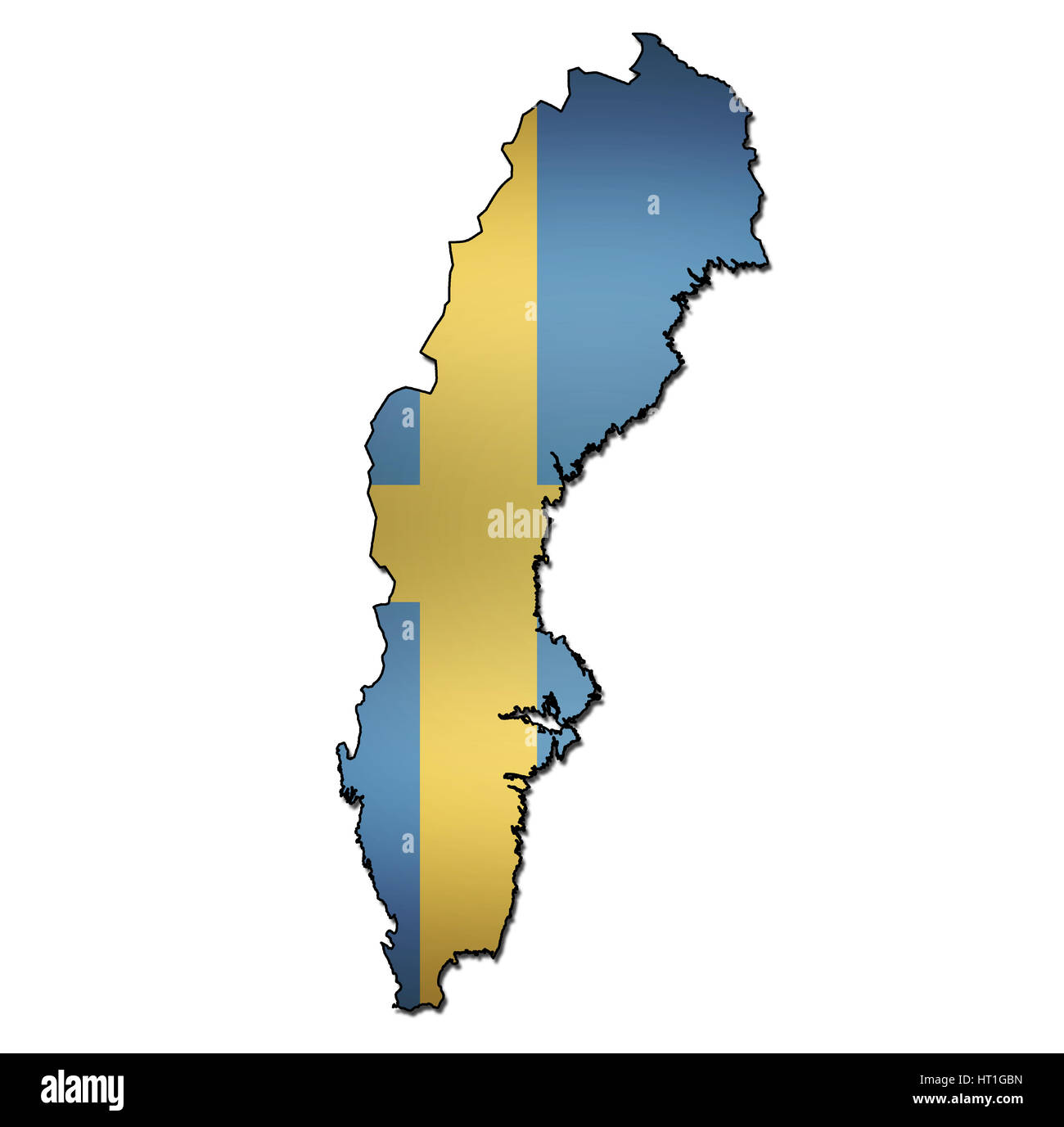 map with flag of sweden with national borders Stock Photo - Alamy