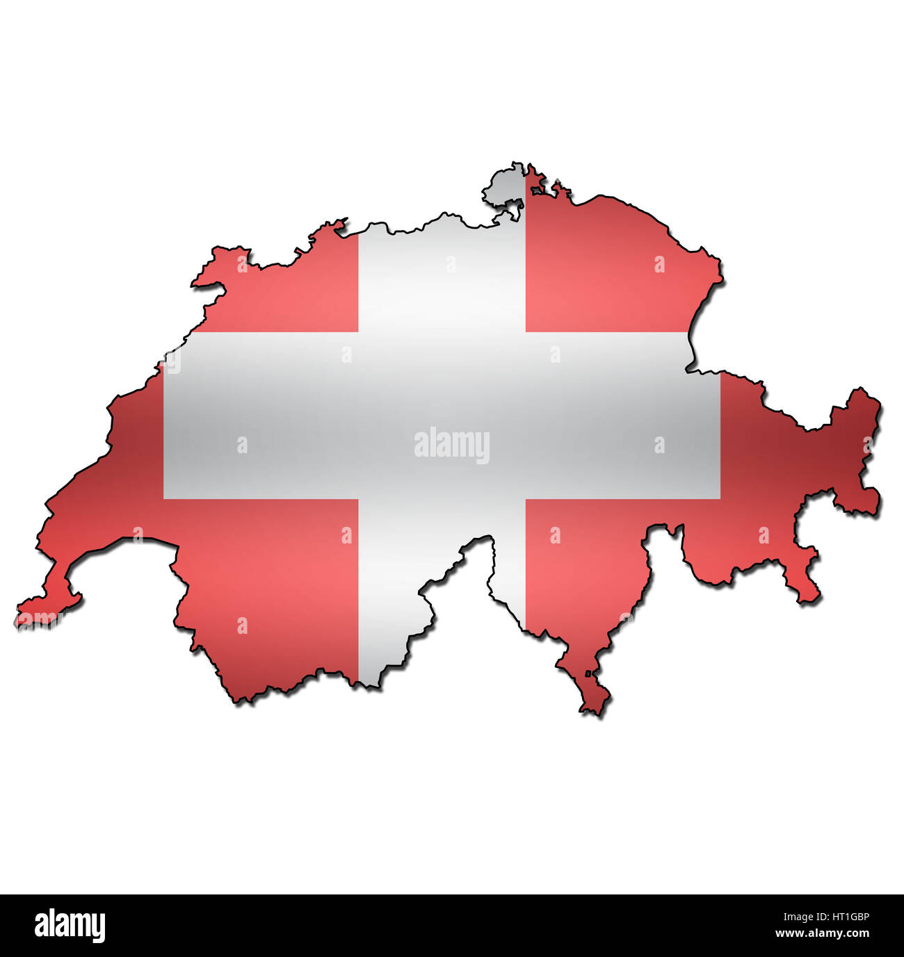 map with flag of switzerland with national borders Stock Photo - Alamy