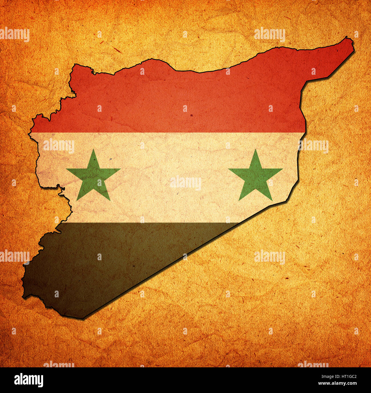 map with flag of syria with national borders Stock Photo - Alamy