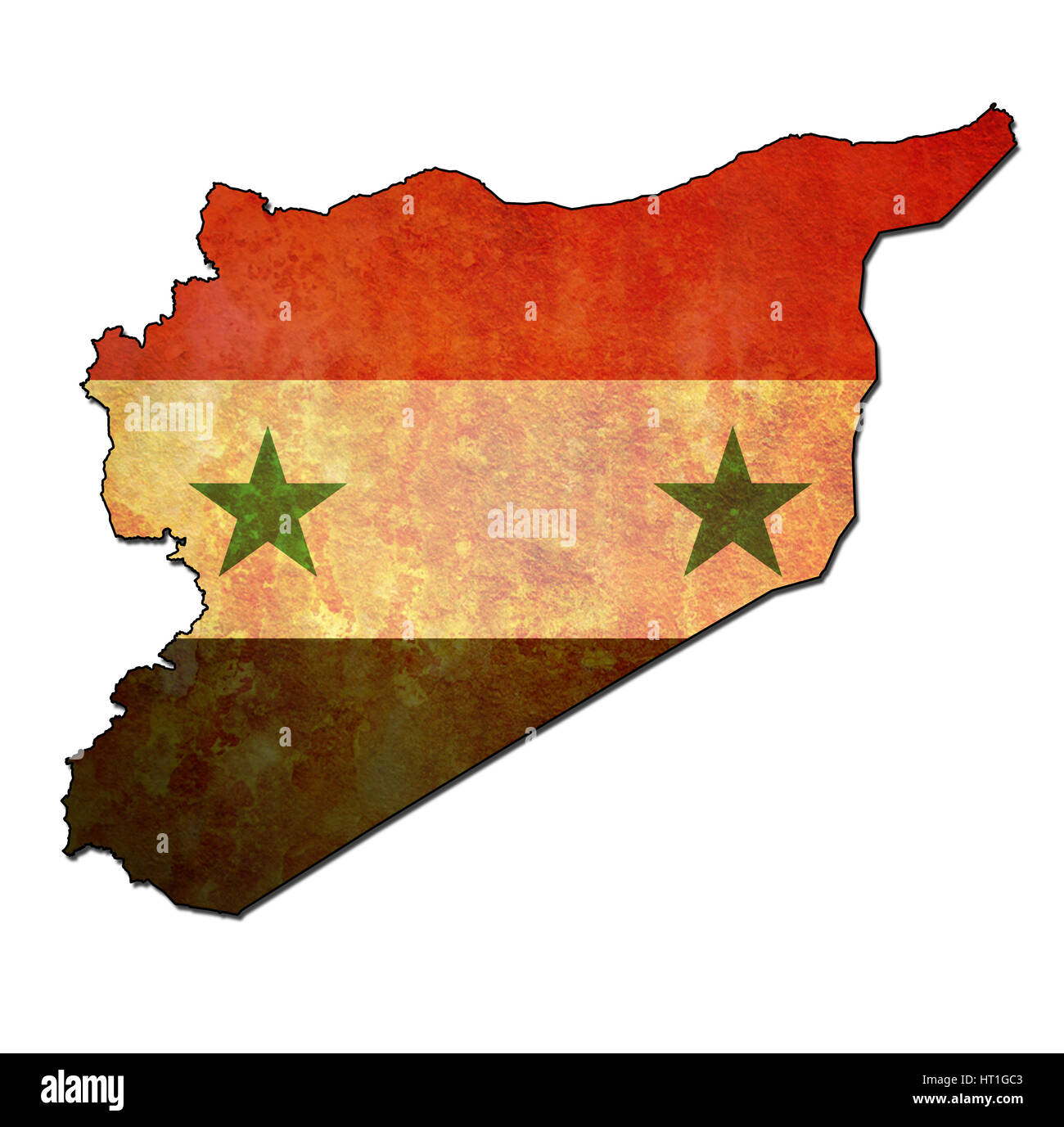 map with flag of syria with national borders Stock Photo - Alamy