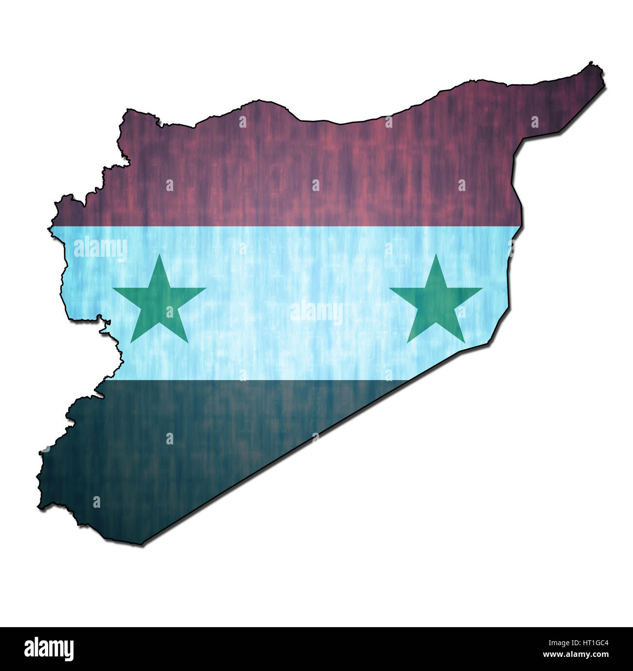 map with flag of syria with national borders Stock Photo - Alamy