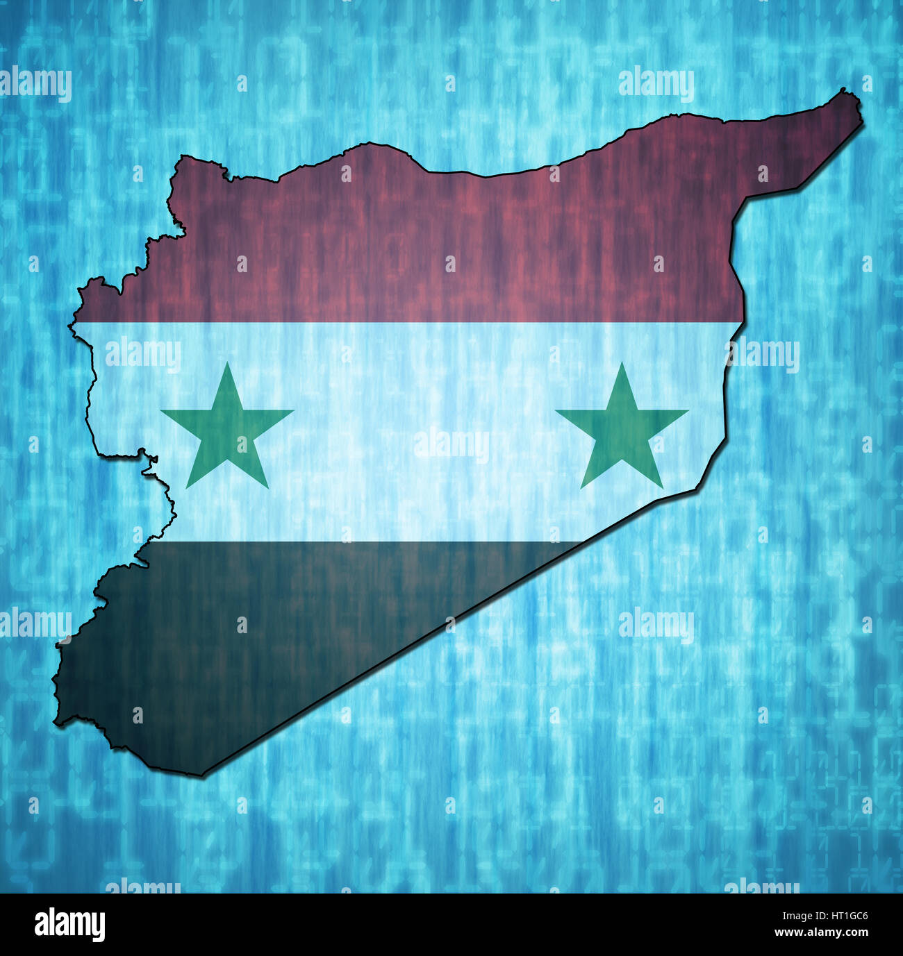 map with flag of syria with national borders Stock Photo - Alamy