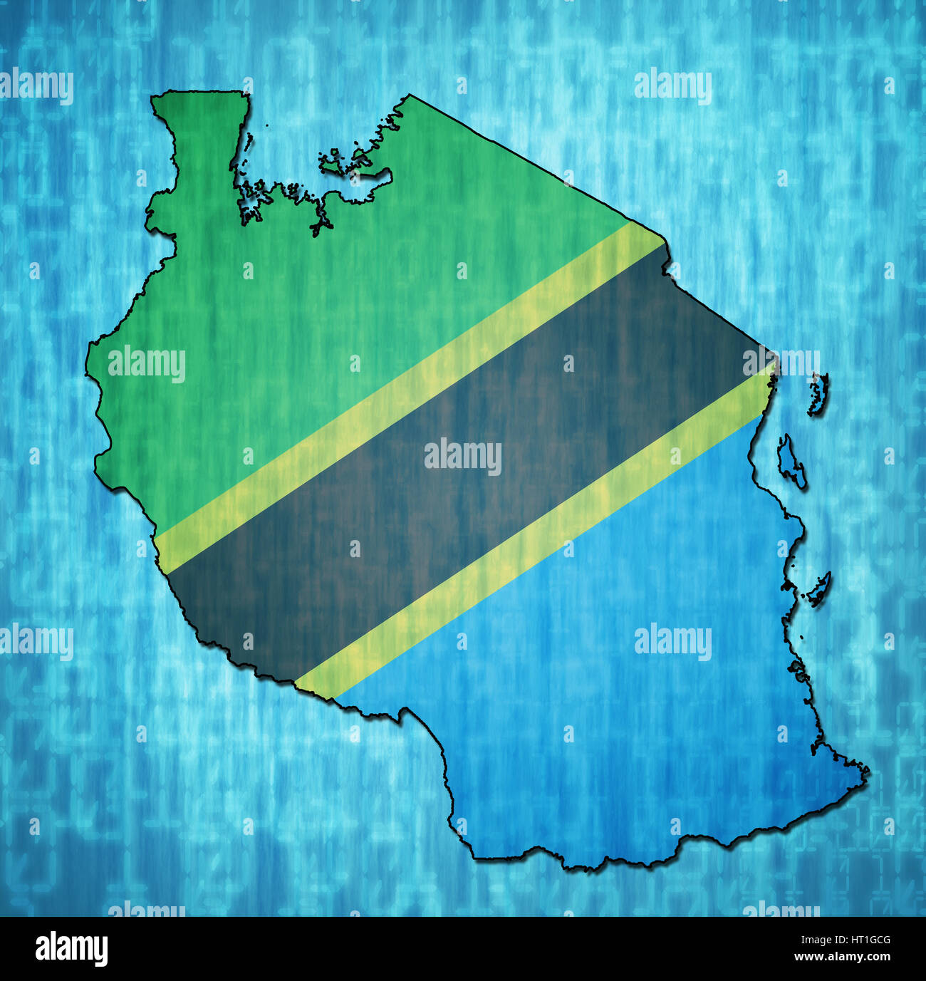 map with flag of tanzania with national borders Stock Photo - Alamy