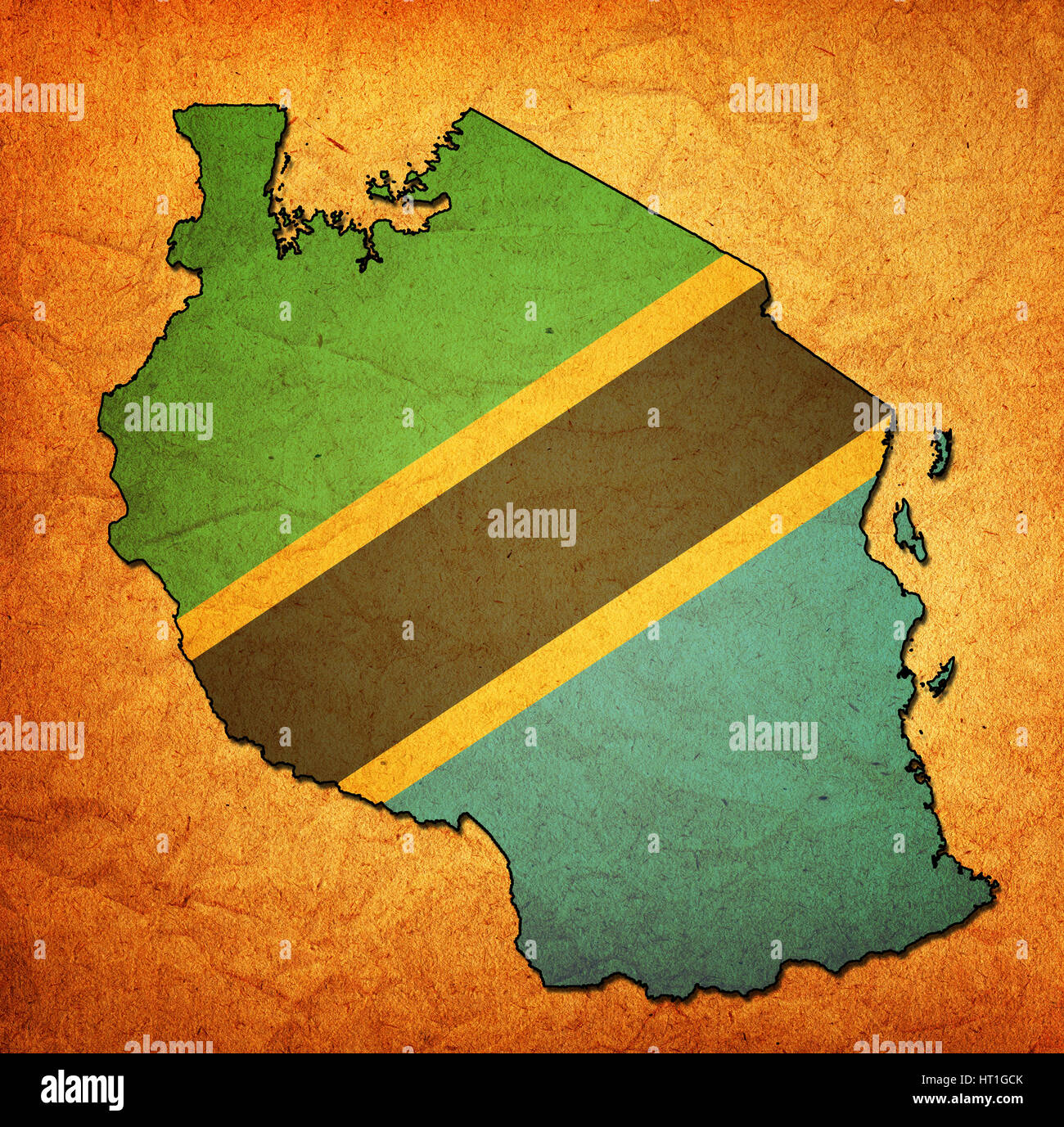 map with flag of tanzania with national borders Stock Photo - Alamy