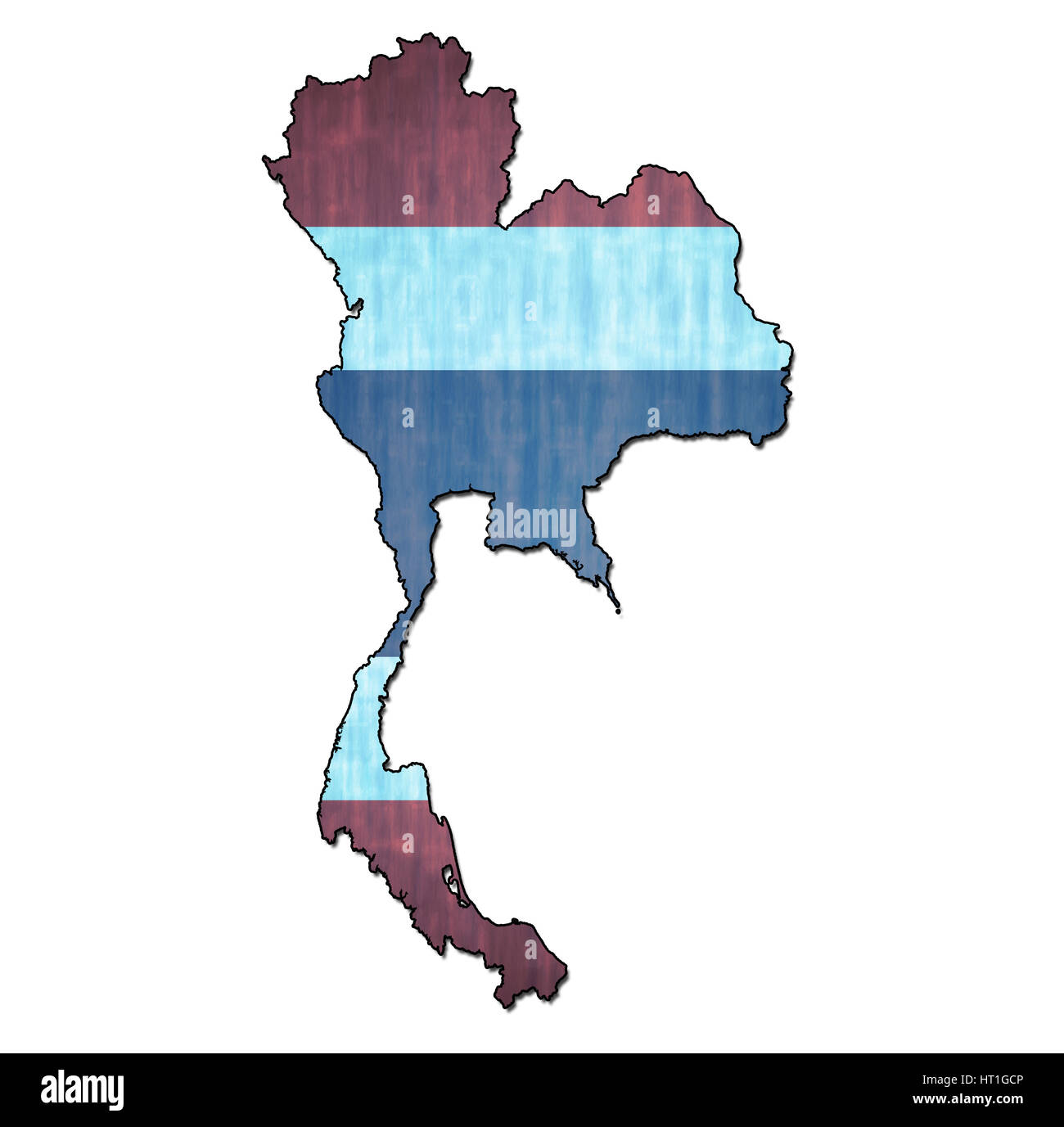 map with flag of thailand with national borders Stock Photo - Alamy