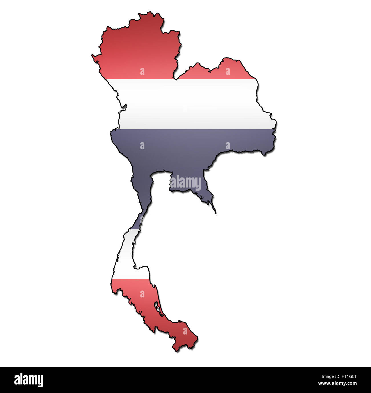 map with flag of thailand with national borders Stock Photo - Alamy
