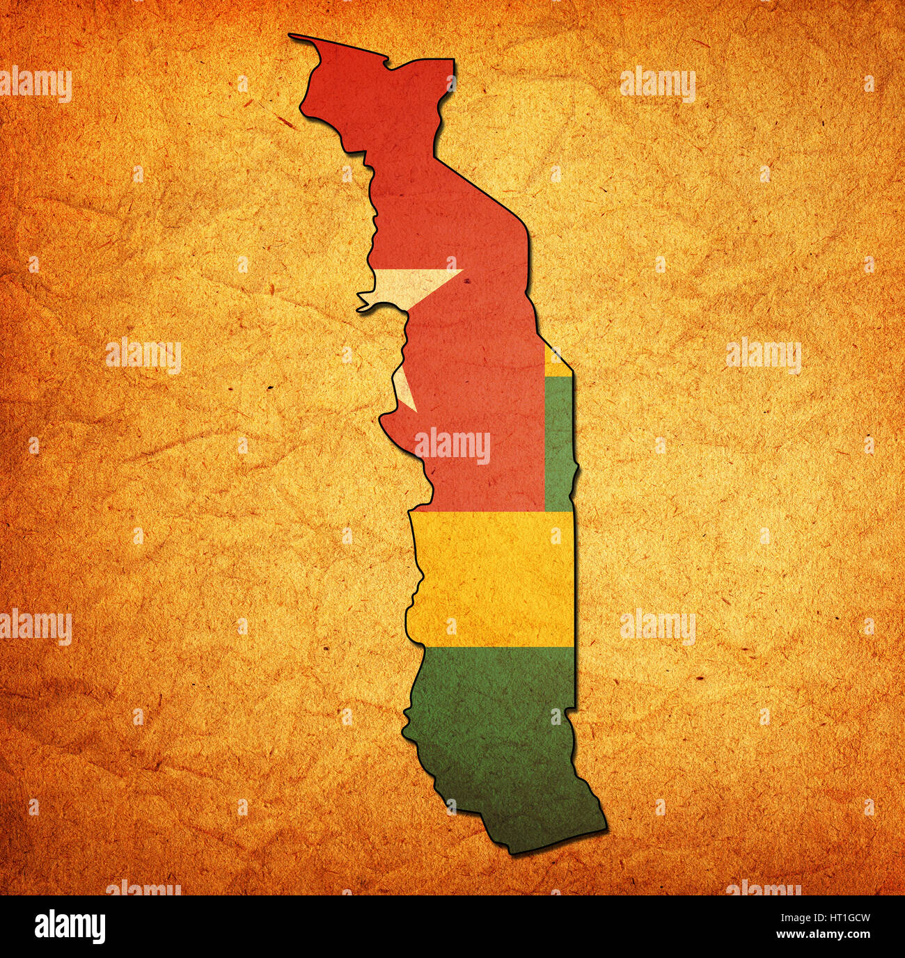 map with flag of togo with national borders Stock Photo - Alamy