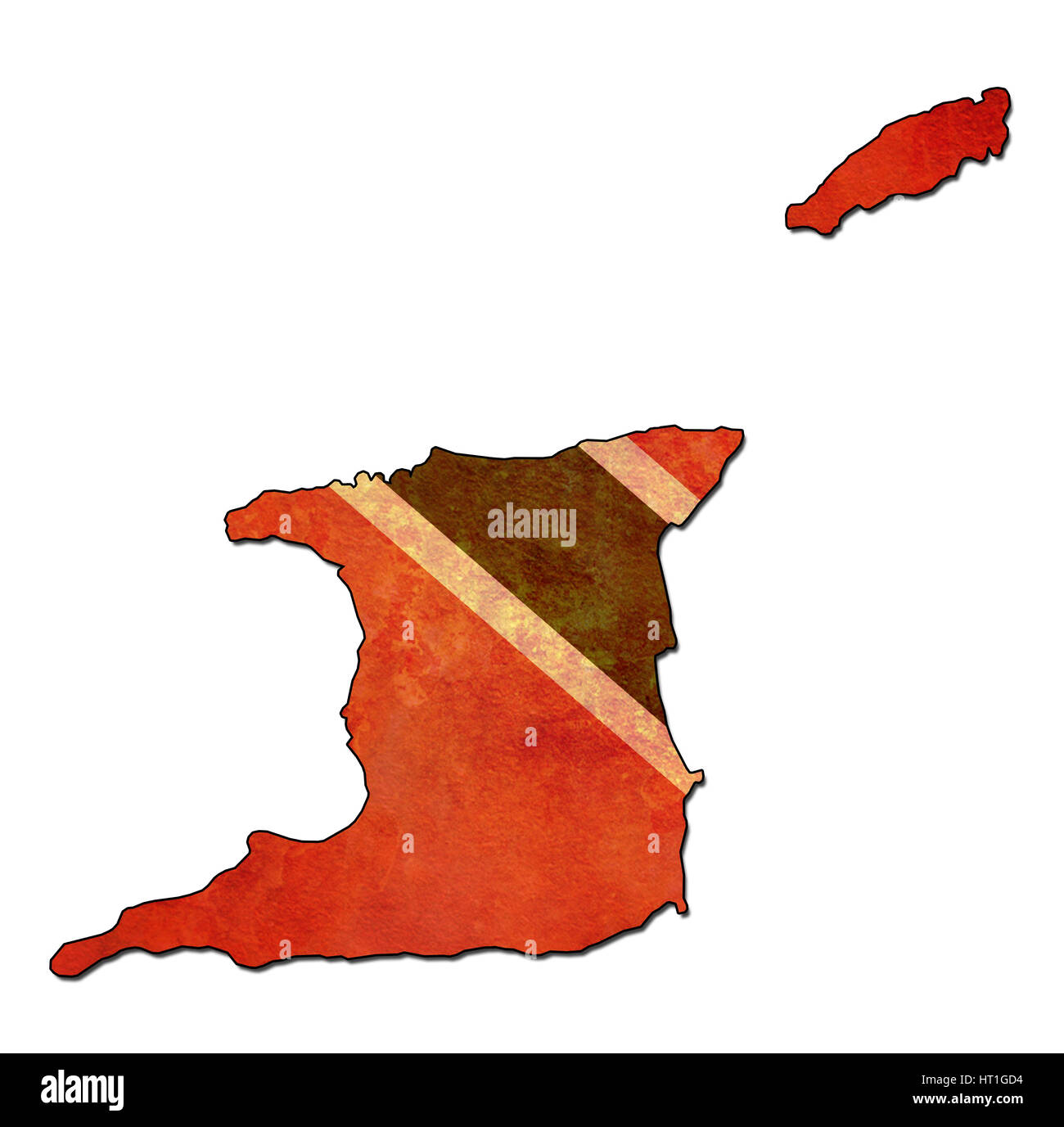 map with flag of trinidad and tobago with national borders Stock Photo ...
