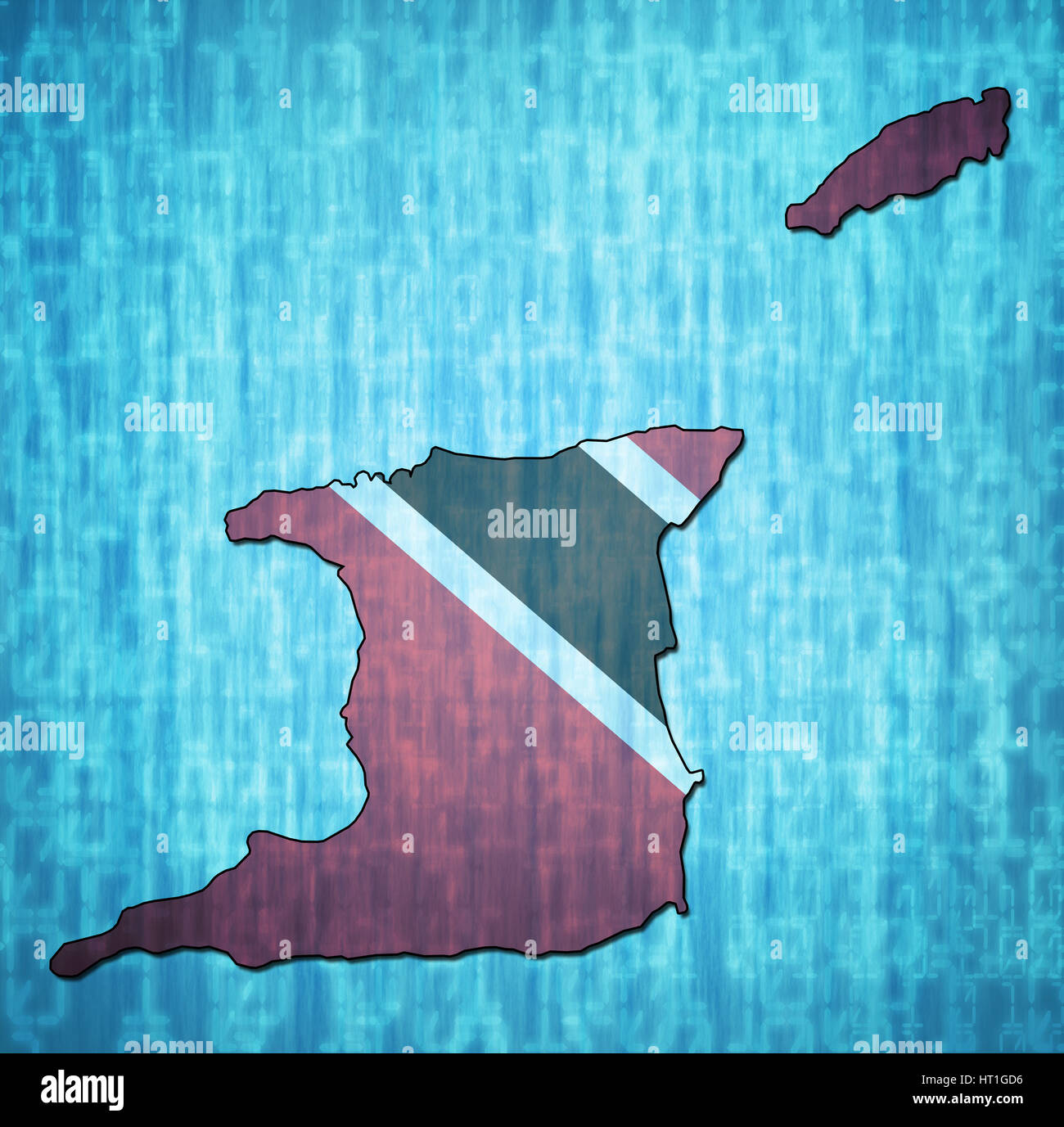 map with flag of trinidad and tobago with national borders Stock Photo ...