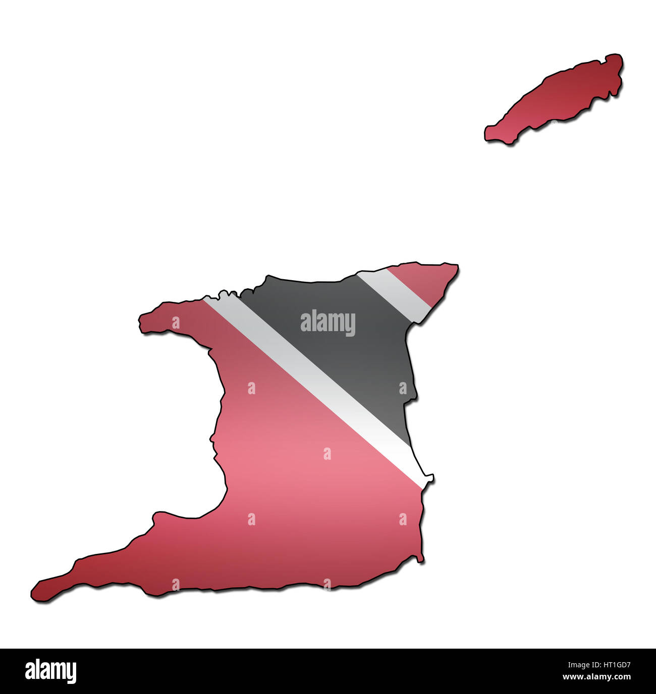 map with flag of trinidad and tobago with national borders Stock Photo ...