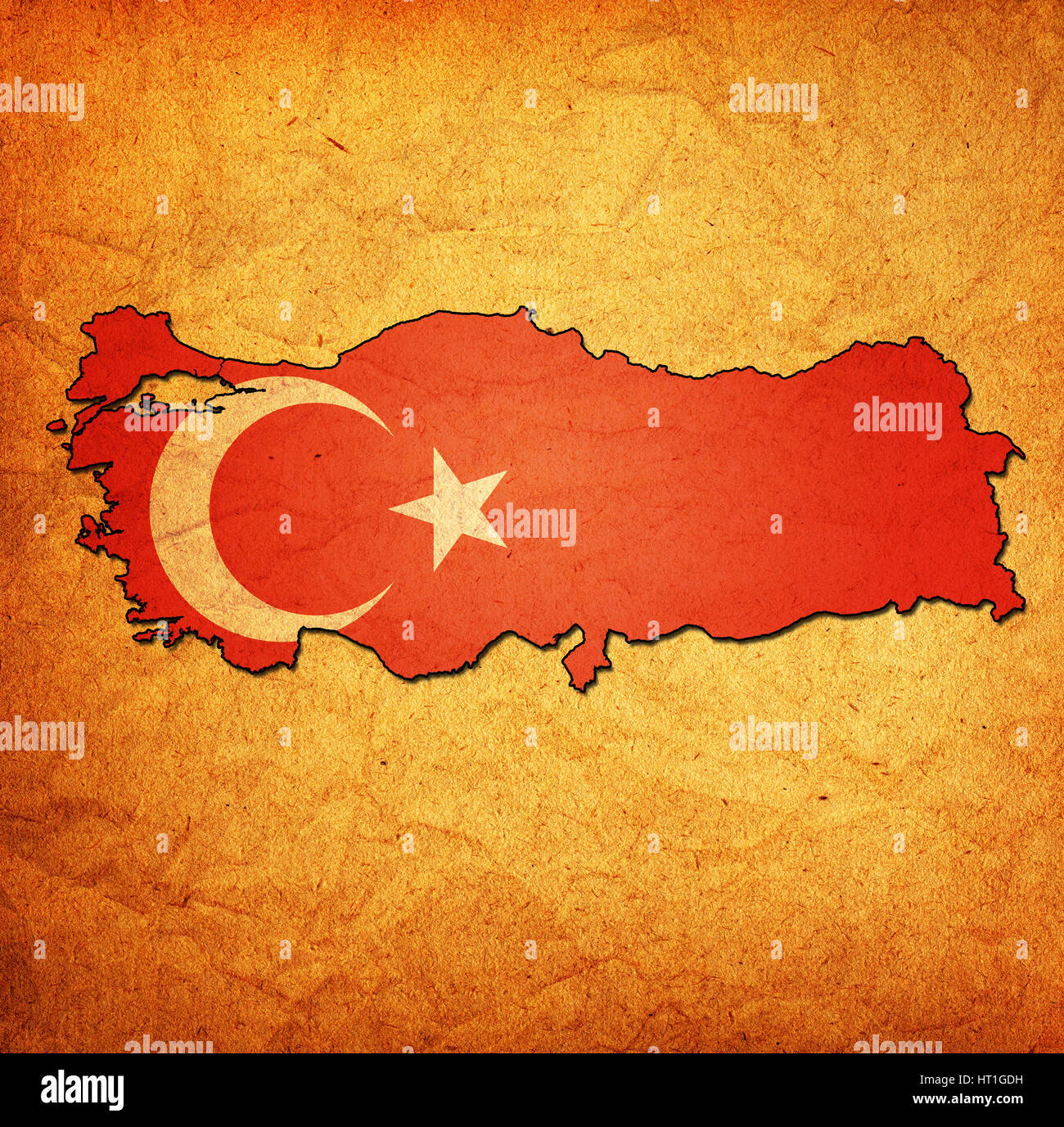 map with flag of turkey with national borders Stock Photo - Alamy