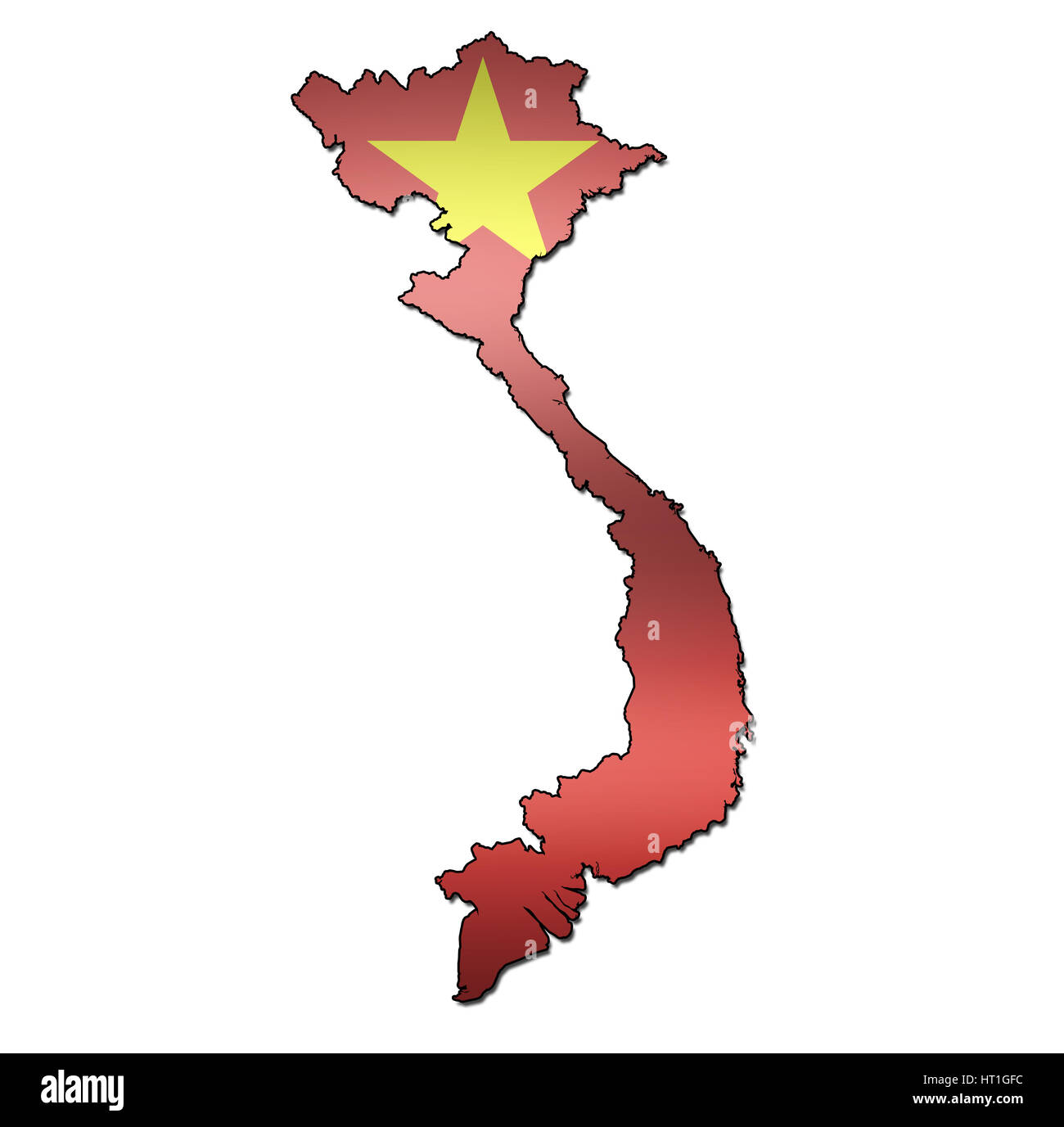 map with flag of vietnam with national borders Stock Photo - Alamy