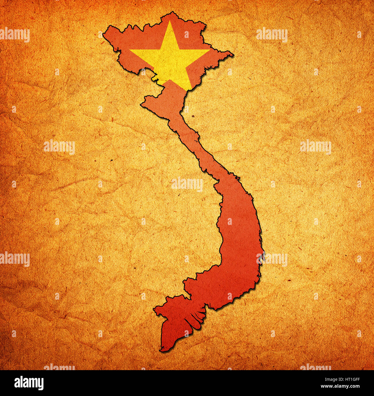 map with flag of vietnam with national borders Stock Photo - Alamy