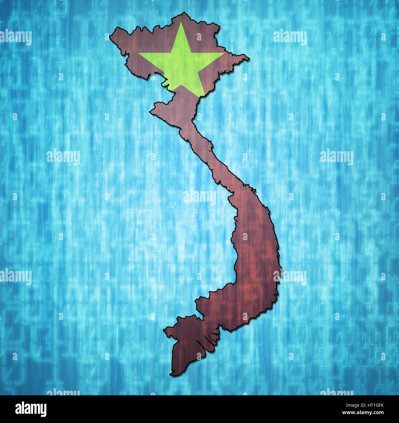 map with flag of vietnam with national borders Stock Photo - Alamy