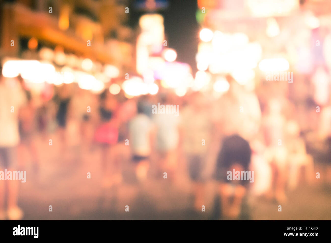 Blurred image of busy night life in the city. Defocused photo of night ...